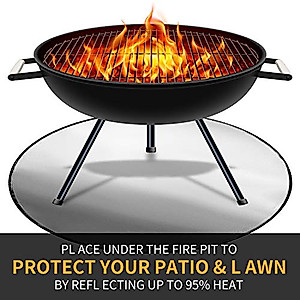 Fire Pit Mat 24'', 4-Layer Fireproof Mat, Deck Protector, Fire Pit Accessories, Burn Barrel, Under Grill Mat, BBQ Mat, Patio Shield, Fire Retardant Base Pad for Outdoors