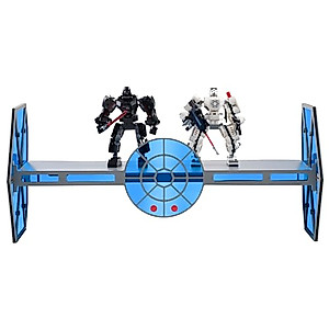 ThreeIslandsArt Tie Fighter Inspired Sci-Fi Wall Hanging with Functional Shelving: A Must-Have Star Wars Gifts for Adults Men and Women, Perfect Gaming Decor and Funko Pop Display