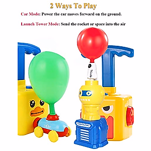 NEXTAKE Balloon Power Racer Launcher Toy Set, Creative Balloon Powered Car Air Power Racer Kit with Launch Tower Rocket Astronaut-12 Balloons (Monster)