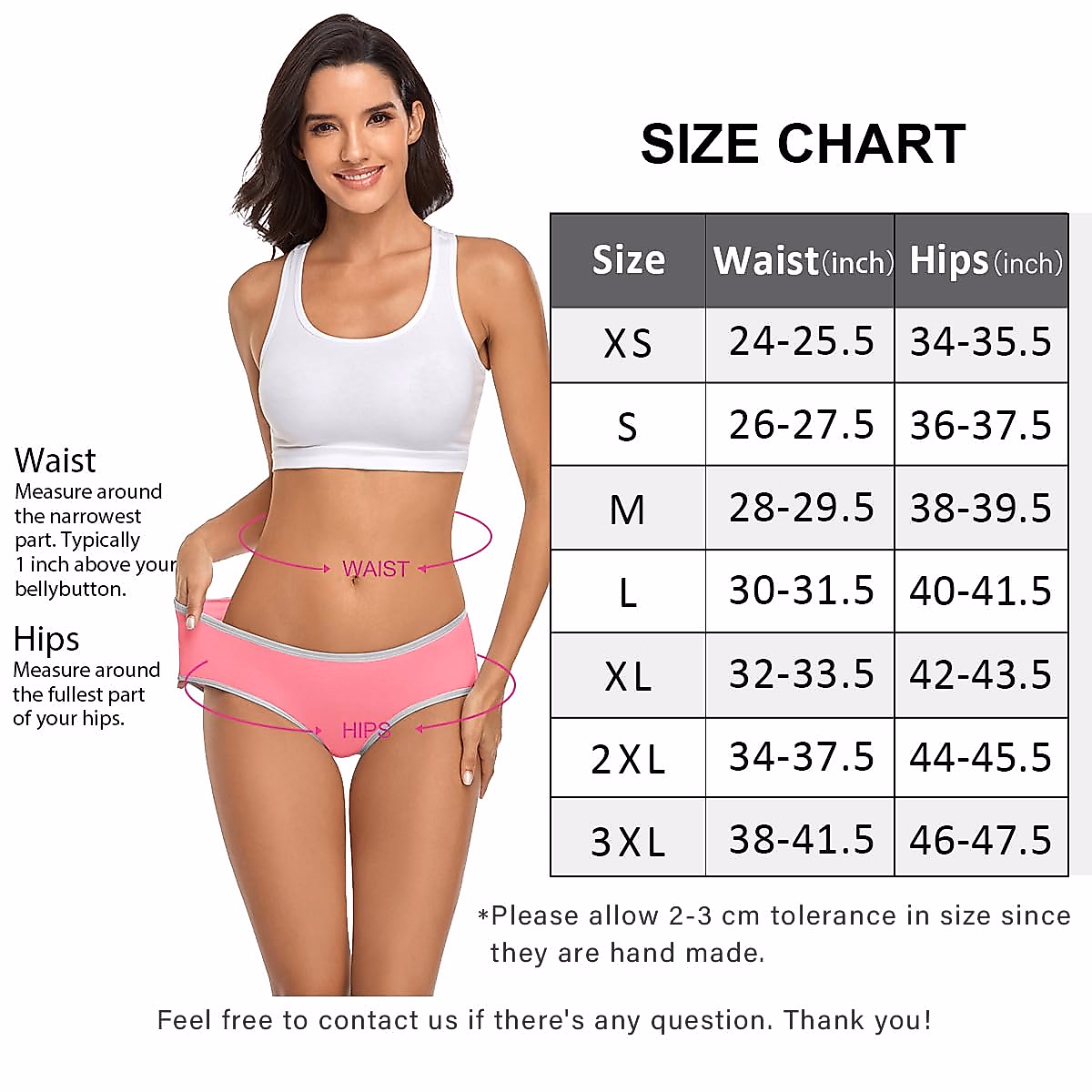 wirarpa Women's Cotton Underwear Mid Low Rise Full Briefs Breathable Ladies Regular Panties 5 Pack Multicolored Size 5