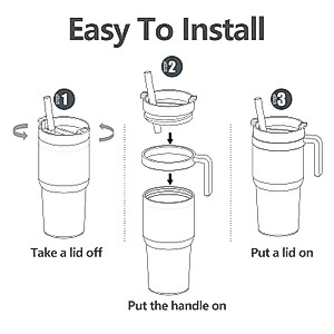 Tumbler Handle for Stanley 14oz Quencher H2.0 Flowstate Tumbler, Pack of 2 Tumbler Handles,Anti Slip, Car Cup Holder Friendly, Improved Grip, Reduced Spills (Cream, 14 oz)