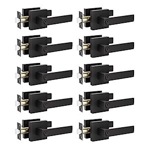 KNOBWELL 10 Pack Heavy Duty Door Lever Lock Privacy Door Lever Without Key Interior Door Handles Matte Black Finish, 2.07 lb One Lever, Left or Right Handing