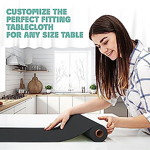 Tablecloth Roll – 54" X 110' Black Premium Plastic Table Cloths with Cutter Box - Cut to Size - Decorative Rectangle Table Cover Smooth Tablecloth - Disposable Tablecloths for Parties, Weddings.