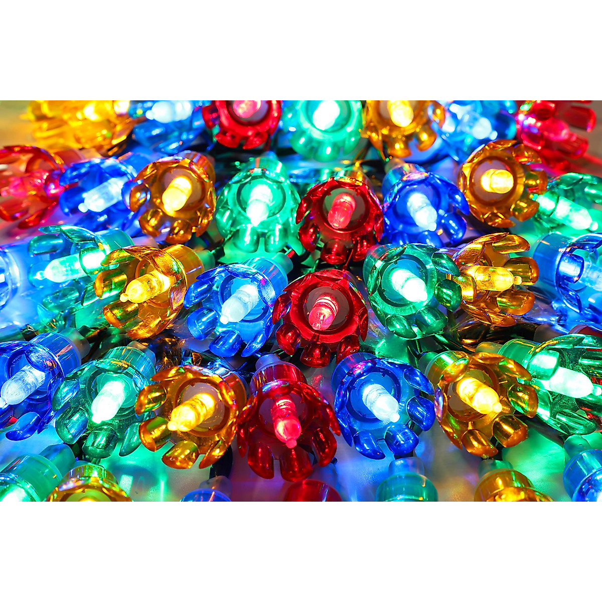 Christmas Concepts® 20 2m/6.6ft LED Retro Multi Coloured Petal String Lights – Battery Operated Static Christmas Fairy Lights with 30cm Lead Wire