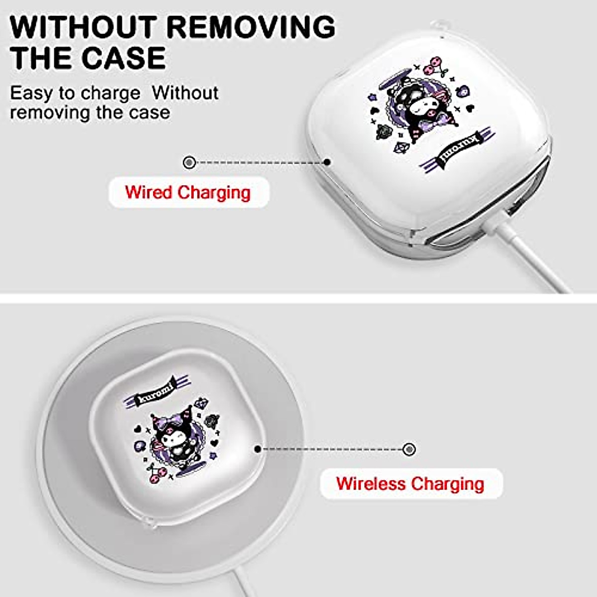 Cute case for Samsung Galaxy Buds 2 Pro Case (2022) Buds 2 Case/Buds Pro Case/Buds Live Case with Cartoon Kawaii Anime Kulomi Pattern for Women Girls Kids Clear Soft Silicone Cover Skin