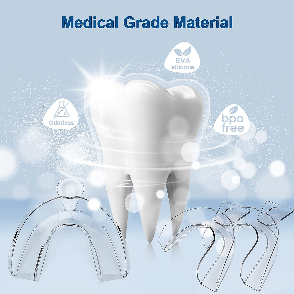 EZGO Teeth Whitening Trays, BPA Free Moldable Mouth Trays, Custom Fit, Comfortable, Trimmable Mouth Guard, Used on Teeth Grinding, Teeth Whitening, and Sports Campaign (3 Trays)