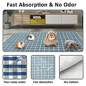 Fhiny 2 PCS Guinea Pig Cage Liner Plaid Washable Guinea Pig Bedding Reusable Small Pet Pee Pads Fast Absorbent Waterproof Anti Slip for Rabbits Bunny Hamsters or Other Small Animals