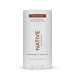 Native Sensitive Deodorant Contains Naturally Derived Ingredients, 72 Hour Odor Control | Deodorant for Women & Men, Aluminum Free with Baking Soda, Coconut Oil and Shea Butter, Coconut & Vanilla