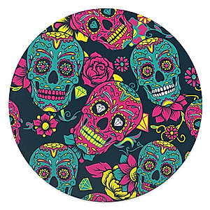 LAKIMCT Colorful Sugar Skull Floral Round Soft Baby Blankets for Boys Girls, Newborn Blanket for Suitable for Swaddling Sleep Stroller Cover Nursery Blanket, 35 Inch