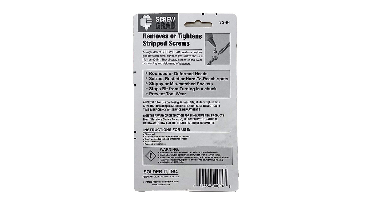 Screw Grab Liquid 0.5 oz for Stripped Screws - Instant Grip & Repair