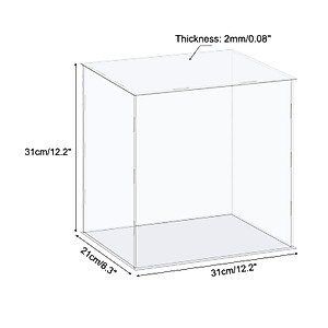 MECCANIXITY Acrylic Display Case Box Clear Dustproof Protection Showcase 12.2x8.3x12.2 Inch for Collectibles Display