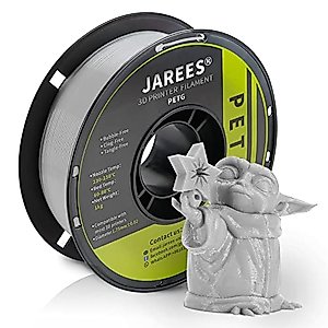JAREES Petg Filament 1.75,Toughness Enhanced Petg Vacuum Sealed,Adhere Well 1kg Spool 3D Printer Filament,Dimensional Accuracy 1.75mm ±0.02mm,Grey