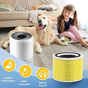 Core 300 Replacement Filter Compatible with LEVOIT Core 300 Core 300S VortexAir Purifier, 3-in-1 Pre-filter, H13 Grade True HEPA and Activated Carbon Filter, Core 300-RF-PA, 4-Pack