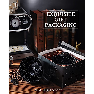 CALATOUR Large Coffee Mug Goth Decor With Midnight Skull,Gift Box Package,Cute Halloween Spooky Witch Gift,Cool Novelty Tea Cup,21oz/620ml Porcelain,1PCS