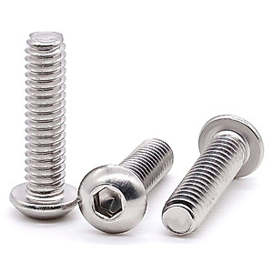 M6-1.0 x 25mm (30 pcs) Button Head Socket Cap Screws Bolts, 18/8 Stainless Steel 304, Fully Threaded, Machine Coarse Thread, Allen Hex Drive