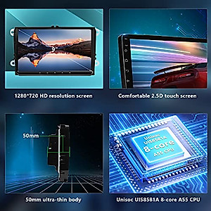 Eonon Apple CarPlay & Android Auto Car Stereo Receiver, Android 10.0 Car Stereo Ultra-Thin 3+32GB Car Radio, Compatible with Volkswagen/SEAT/Skoda, Bluetooth 5.0/4 Sets of UI, 9 Inch-Q53Pro