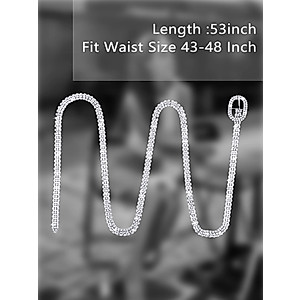 Geyoga 2 Pieces Women Rhinestone Belt for Dress Crystal Diamond Waist Belt Shiny Rhinestone Wide Waist Belt Ladies Belt (Silver,X-Large, Fit Waist Size 43-48 Inch)