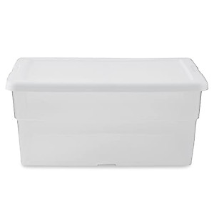 Sterilite 16 Qt Stackable Clear Plastic Storage Bin Tote Container Organizer with Handles & Indented White Lid for Organization and Storage (24 Pack)
