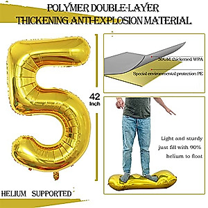 GOER 42 Inch Gold Number 50 Balloon,Jumbo Foil Helium Balloons for 50th Birthday Party Decorations and 50th Anniversary Event