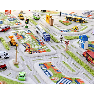 IVI Mini City Thick 3D Kids Play Mat Rug, 71" L x 53" W, Non-Toxic, Stain Resistant, Educational Montessori Activity Toys for Kids