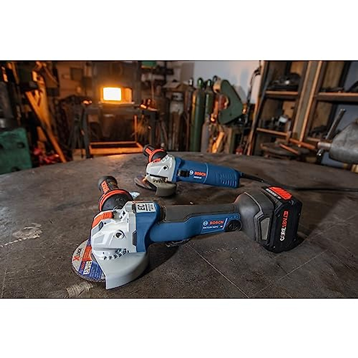 BOSCH GWX18V-50PCB14 18V X-LOCK Brushless Connected-Ready 4-1/2 In. – 5 In. Angle Grinder Kit with (1) CORE18V® 8 Ah High Power Battery,Black