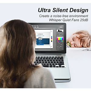 ICE COOREL Aluminum Laptop Cooling Pad 2023 Upgrade, Laptop Cooler Stand with 7 Height Adjustable, Laptop Fan Cooling Pad for Laptop 12-15.6 Inch, Notebook Cooler Pad with Two USB Port (Silver)