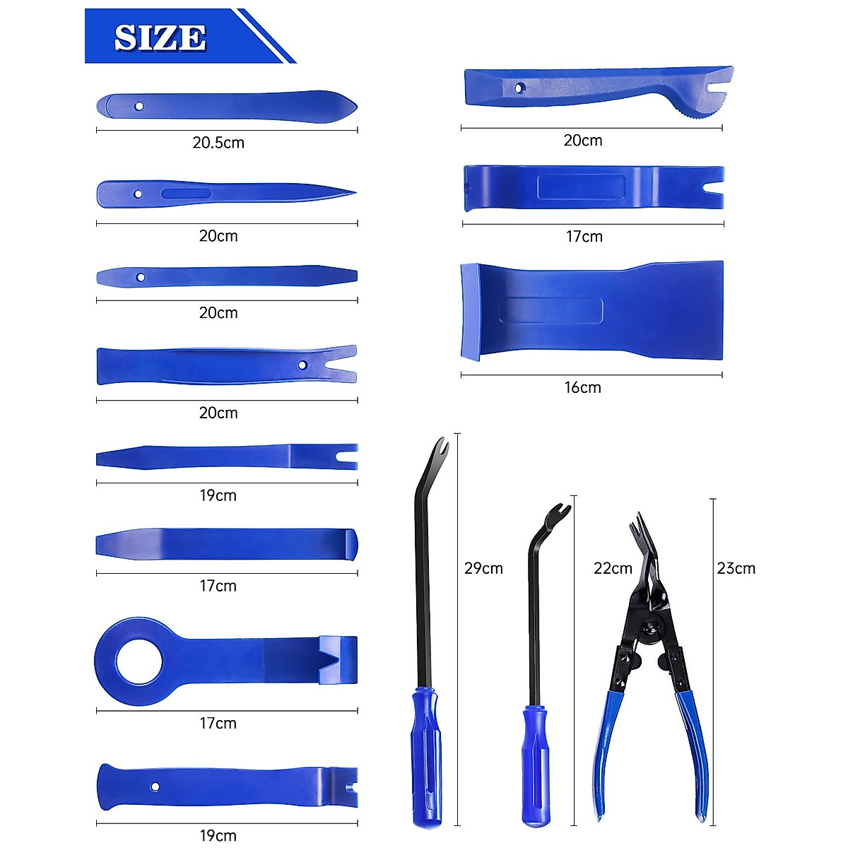 Poraxy 19Pcs Trim Removal Tool, Car Panel Door Audio Dashboard Trim Removal Tool Kit, Auto Clip Pliers Fastener Remover Set, Plastic Pry Tool, Automotive Upholstery Removal Kit