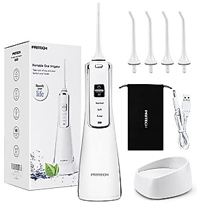 Water Flosser Cordless Teeth Cleaner - Pritech Professional Oral Irrigator Dental Calculus Remover for Travel & Home, Braces & Bridges Care, Tartar Scraper Plaque Remover for Teeth…