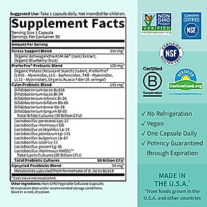 Garden of Life Dr Formulated Calm Daily 3-in-1 Complete Probiotics, Prebiotics & Postbiotics with Ashwagandha - PRE + PRO + POSTBIOTIC Supplement for Immune, Digestive & Mood Support - 30 Day Supply