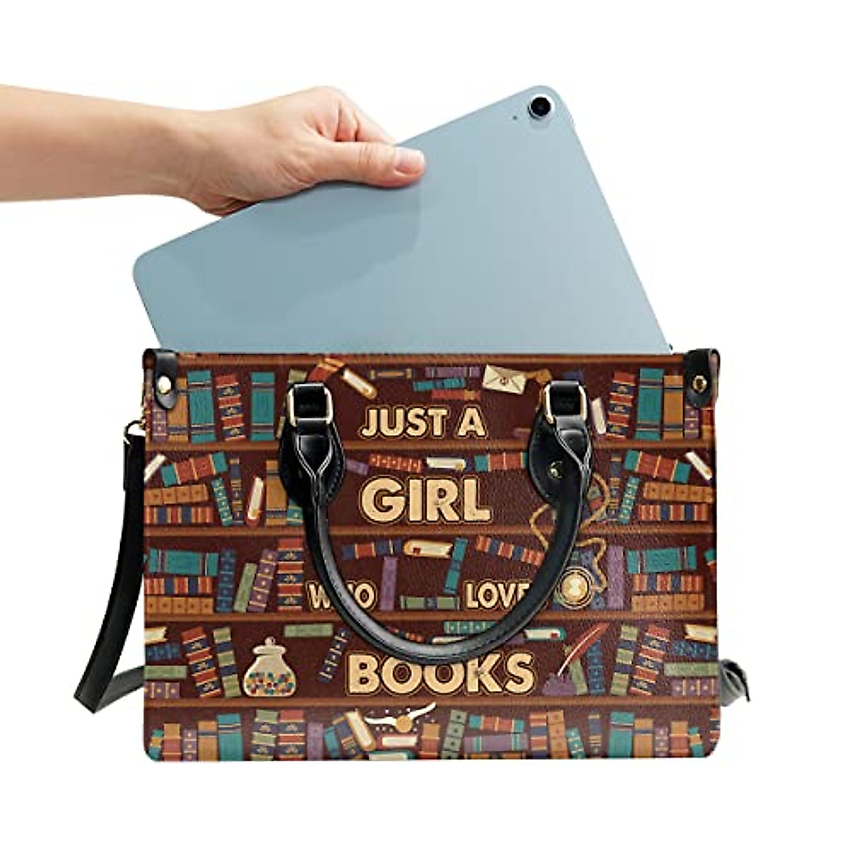 64HYDRO Book Lovers Purses for Women, Shoulder Bag, Handbags for Women, Reading Book, Librarian Gifts, Valentines Day Gifts for Her, Gifts for Sisters, Daughter, Mom, Friends - Travel Work Leather Bag