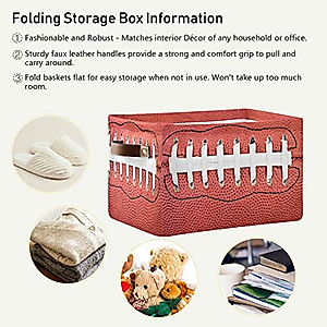 Storage Basket Cube American Football Laces Large Collapsible Toys Storage Box Bin Laundry Organizer for Closet Shelf Nursery Kids Bedroom,15x11x9.5 in,1 Pack