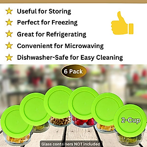 Klare Ware 2 Cup Replacement Lids/Covers for Pyrex 7200, Anchor Hocking & Klare Ware Storage Bowls (Glass Container Not Included) Microwave, Freezer & Top Rack Dishwasher Safe (6 Pack, Turquoise)