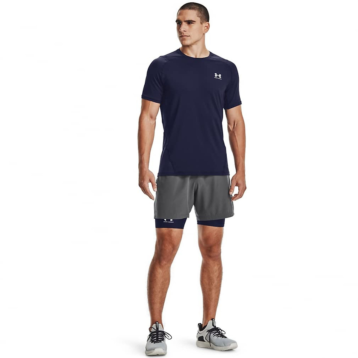 Under Armour Men's Armour HeatGear Compression Shorts , Midnight Navy (410)/White, Small