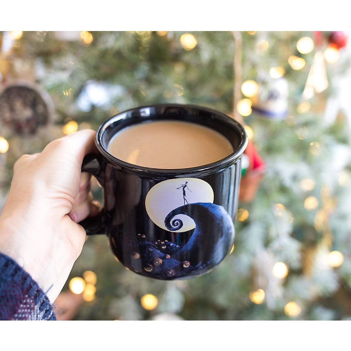 The Nightmare Before Christmas Jack Skellington On Spiral Hill Ceramic Camper Mug | Themed Casual Drinkware For Coffee, Tea, Hot Cocoa | Holds 20 Ounces