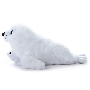 The Petting Zoo Mom and Baby Harp Seal Stuffed Animal, Gifts for Kids, Pocketz Ocean Animals, Harp Seal Plush Toy 14 inches