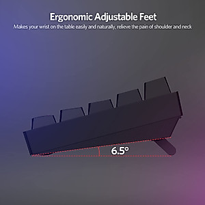 TEWELL 68 Keys Wired Compact Mechanical Gaming Keyboard with Audible Click Sound Blue Switches, Rainbow Backlit Portable Computer Keyboard for Windows Gaming PC