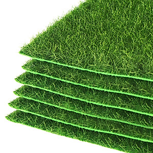 Ioffersuper 10Pcs Artificial Garden Grass Lawn 6 x 6 Inches Life-Like Fairy Turfs Grass Lawn Miniature Ornament for DIY Holiday Village Farm Craft Displays Landscape Dollhouse Grass Decoration