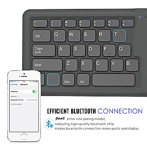 MoKo Foldable Bluetooth Keyboard, Ultra-Slim Portable Wireless Keyboard Rechargable Fit iPad iPhone, Folding Bluetooth Keyboard Compatible with iOS Android Windows Tablet Smartphone Laptop, Gray