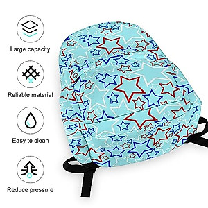 CobCub Red Blue And White Stars 17 Inch Backpack For Women Men Red Blue And White Stars Large Travel Backpack Bag Cute Portable Laptop Backpack