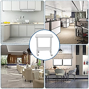 Aplancee Stainless Steel Table, 30 x 24 Inches Prep & Work Table with Caster and Adjustable Undershelf Metal Utility Workstations for Commercial Kitchen