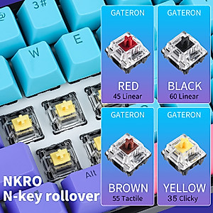 GTSP Gk61 60% Mechanical Keyboard Gaming Custom SK61 Hot Swappable 60 Percent with PBT Keycaps RGB Backlit NKRO Type-C Cable for PS4 (Gateron Optical Yellow, Joker)
