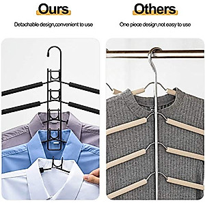 Hangers Space Saving, 5 in 1 Non-Slip Metal Magic Clothes Hanger Wide Shoulder Multifunctional Adult Clothes Rack for Household Space Saver, Coat Suit Jacket Sweater Skirt Shirt Pants (5 in 1)