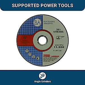 Benchmark Abrasives 6" Aluminum Oxide Quality Thin Cut Off Wheel for Metal and Stainless Steel .045" Thick 7/8" Arbor, Angle Grinder Wheel, Grinder Cutting Wheel - 25 Pack
