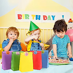 20 Pack Paper Party Favor Bags, Colorful Wrapped Kraft Bags with 20 stickers Candy Treat Bags Gift Bags Bulk for Kids Birthdays, Wedding, Baby Showers, DIY Crafts, Christmas, Easter (13x8x24cm)