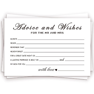 Advice and Wishes Cards for the New Couples Mr and Mrs, Bride and Groom, Newlyweds, Perfect 50 Pcs Wedding Advice Cards for the Wedding Reception Decorations/Bridal Shower Party