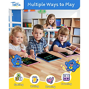 TEKFUN Kids Toys, 2Pcs LCD Writing Tablet with 4 Stylus, 8.5in Erasable Doodle Board Mess Free Drawing Pad for Kids, Car Trip Educational Toys Birthday for 3 4 5 6 7 Girls Boys