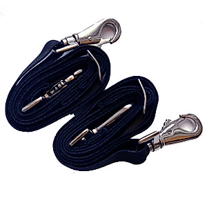 Majestic Ally Pack of 2 Adjustable Length Horse Blanket Sheet Replacement Elastic Leg Strap with Double Swivel Snaps (Navy)