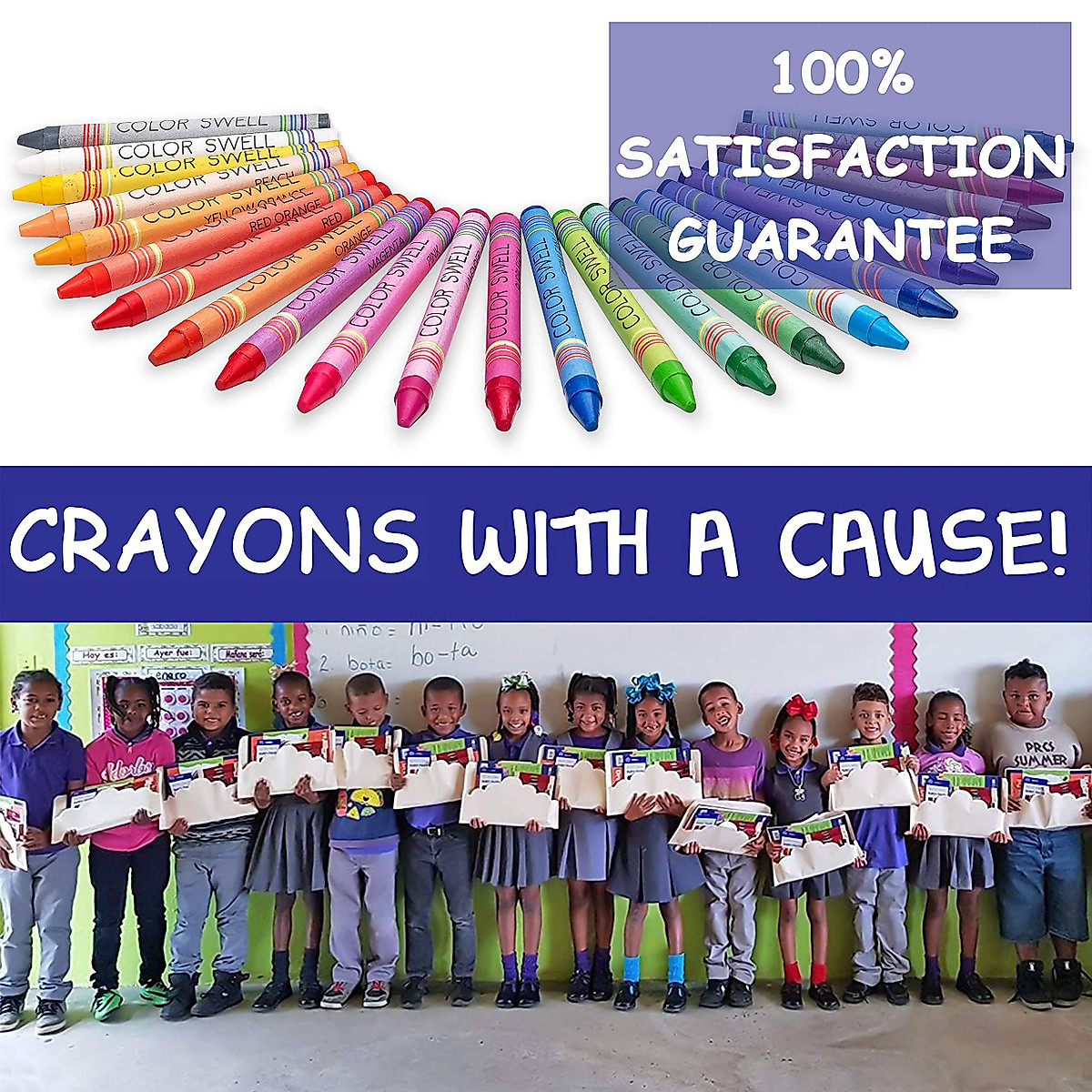 Color Swell Bulk Crayon Packs - 36 Boxes of 24 Vibrant Colored Crayons of Teacher Quality Durable Bulk Crayons for Classroom and Home