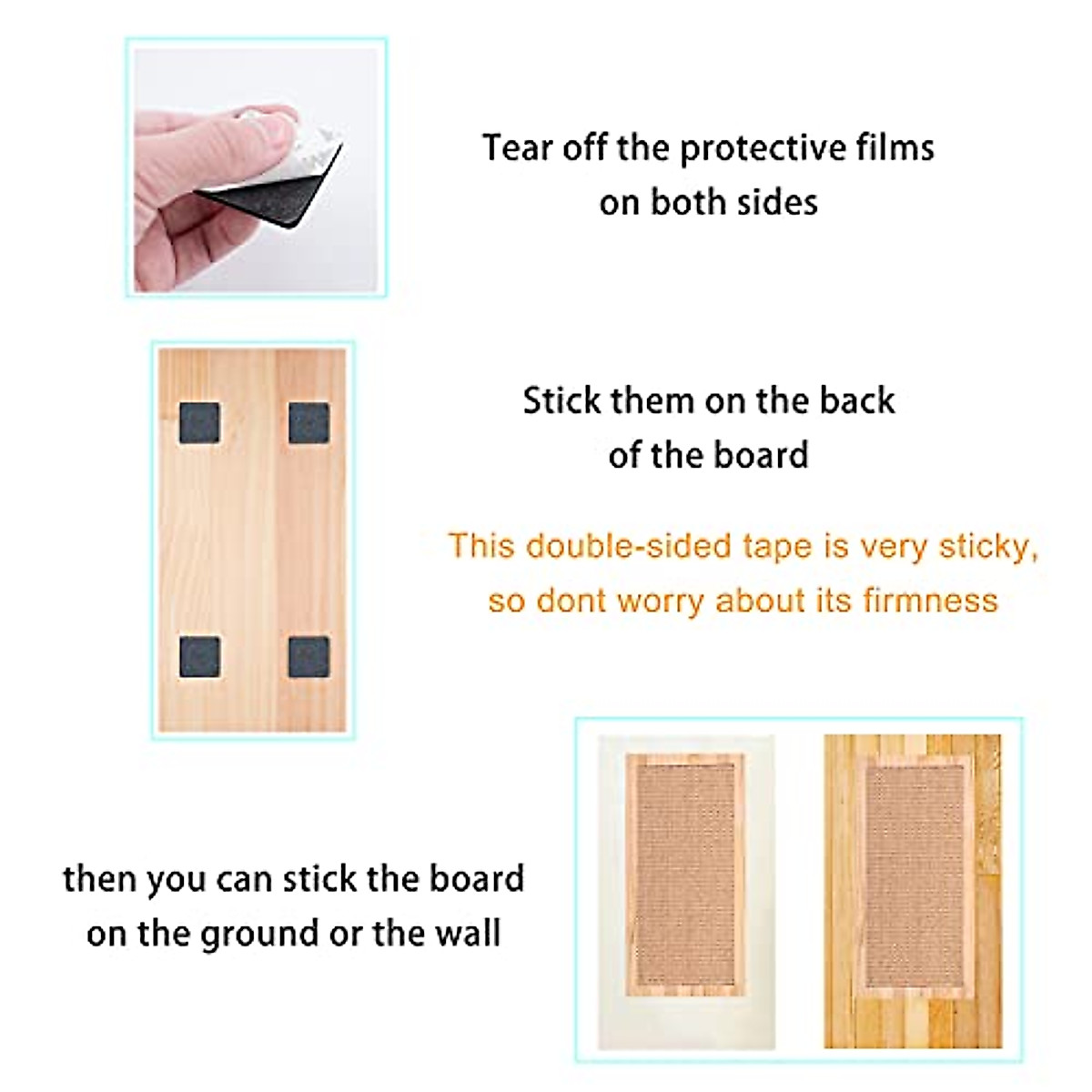 Cat Scratcher Pad Wooden Cat Scratching Board with Durable Sisal Mat, Wall Mounted or Floor Use, Cat Scratch Pad Board Cat Scratching Post for Indoor Cat Kitten, Protect Furniture from Cat Scratching