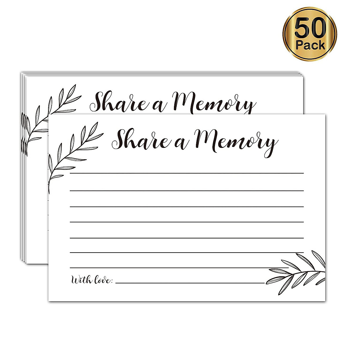 Share a Memory Cards, 50 Cards, Memory Card for Celebration of Life, Graduation, Wedding, Retirement, Going Away Party, 4inch x 6inch, White